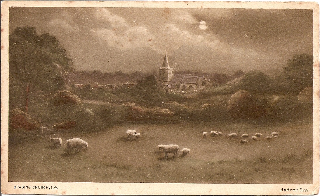 Brading Community Archive Painting postcard Brading St Mary's by ...