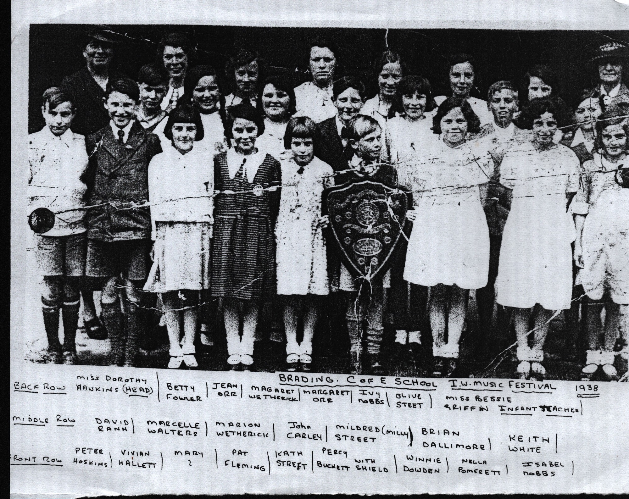 Brading Community Archive Photocopy of B+W photo of Brading Primary ...